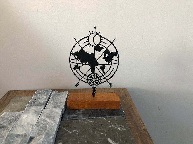 World Map Shelf Decor Home & Office Decor Bookshelf Decor - Etsy