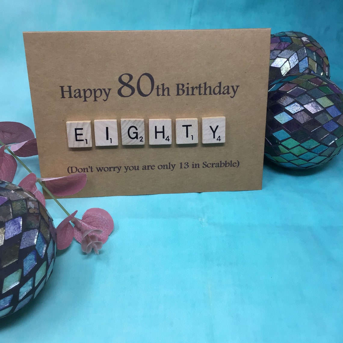 80th Scrabble Birthday Card Age Card Birthday Card 80th | Etsy