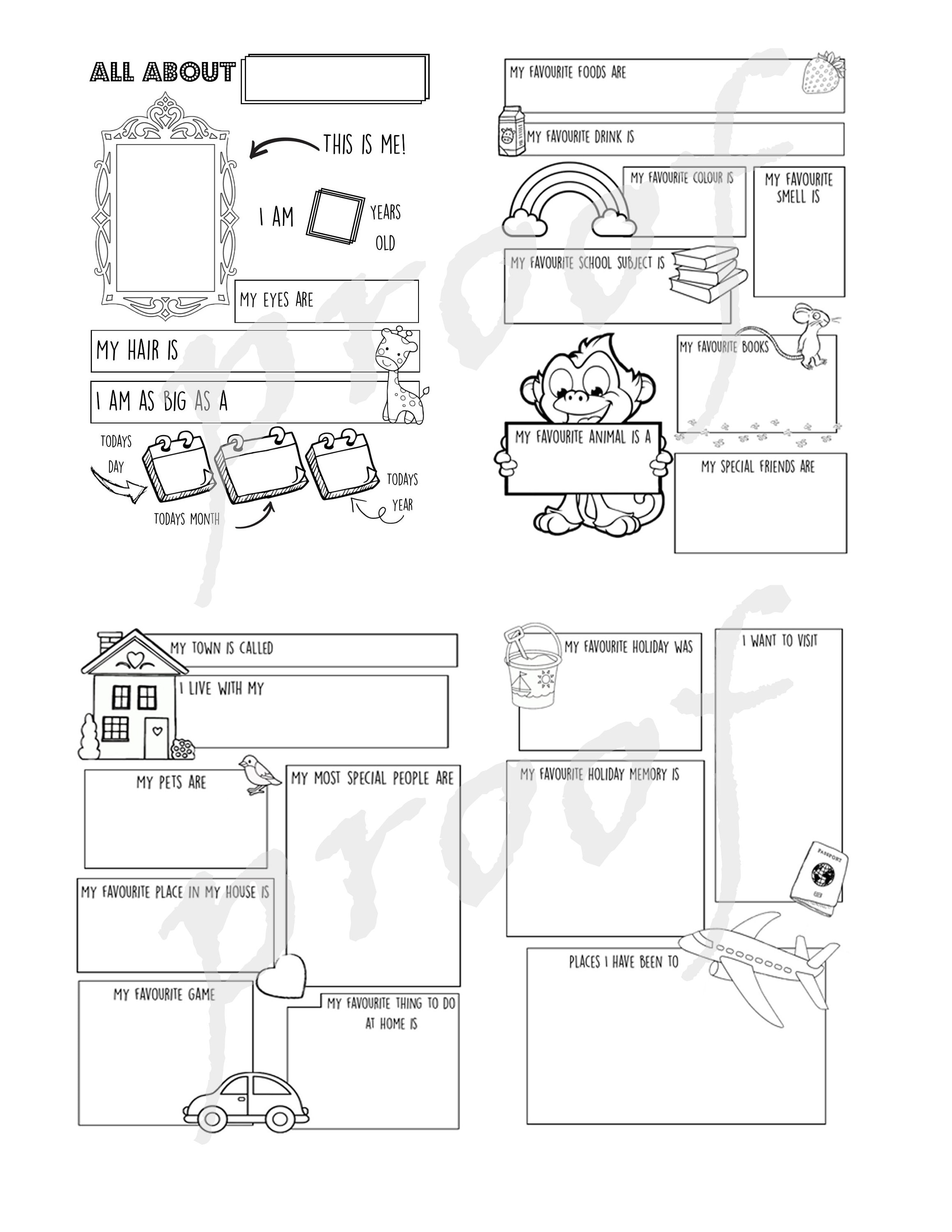 All About Me Printable Colouring Book - Memory Box My Life Kids Yearly ...