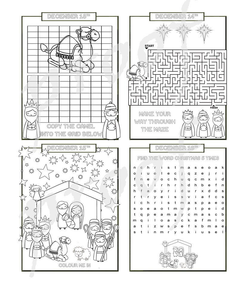 Countdown to Christmas December Nativity Advent Calendar Printable ...