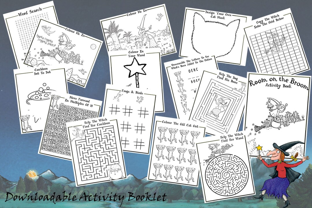 Room on the Broom 15 Page Image Activity Book Puzzle Colouring Booklet ...