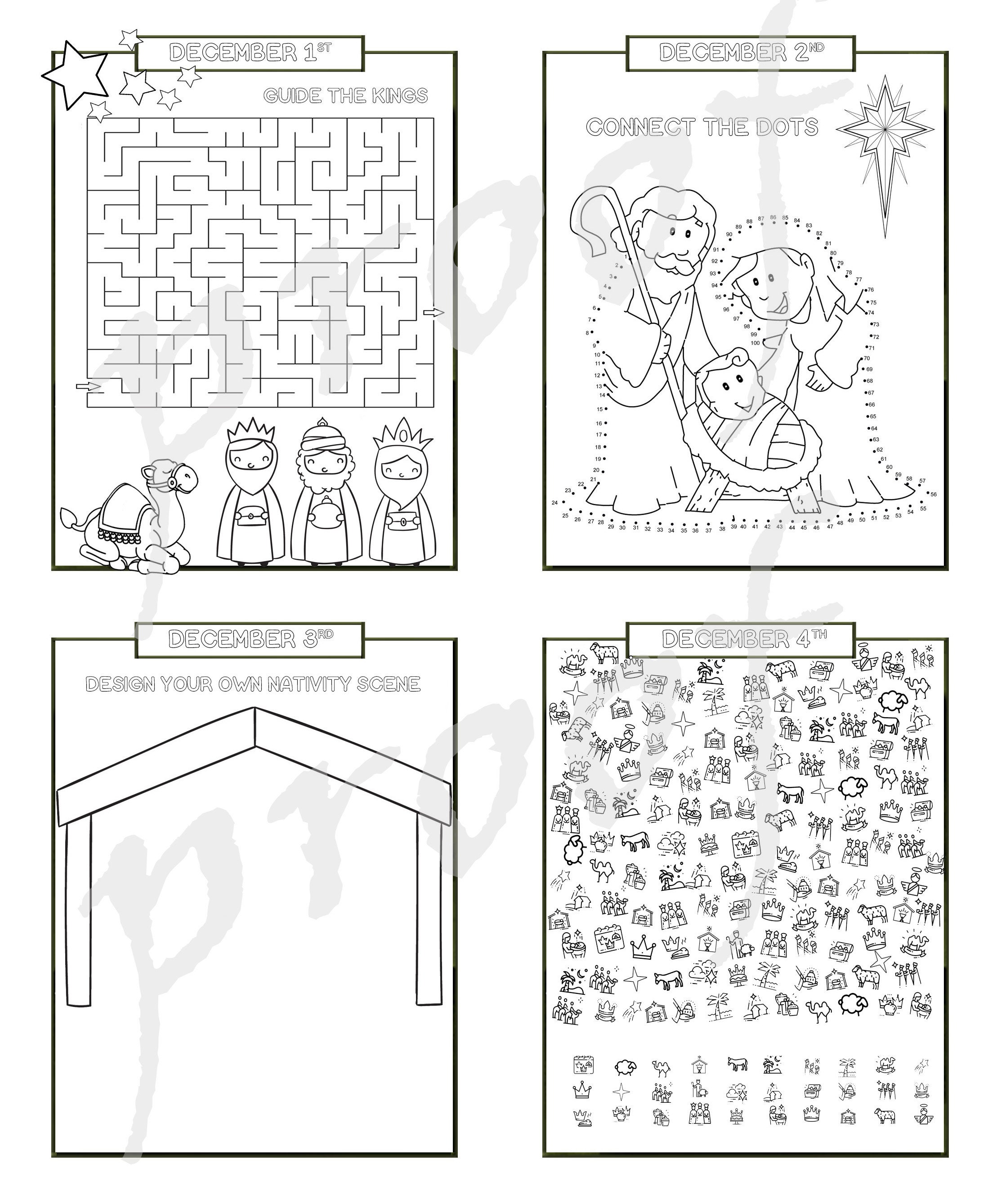 Countdown to Christmas December Nativity Advent Calendar Printable ...