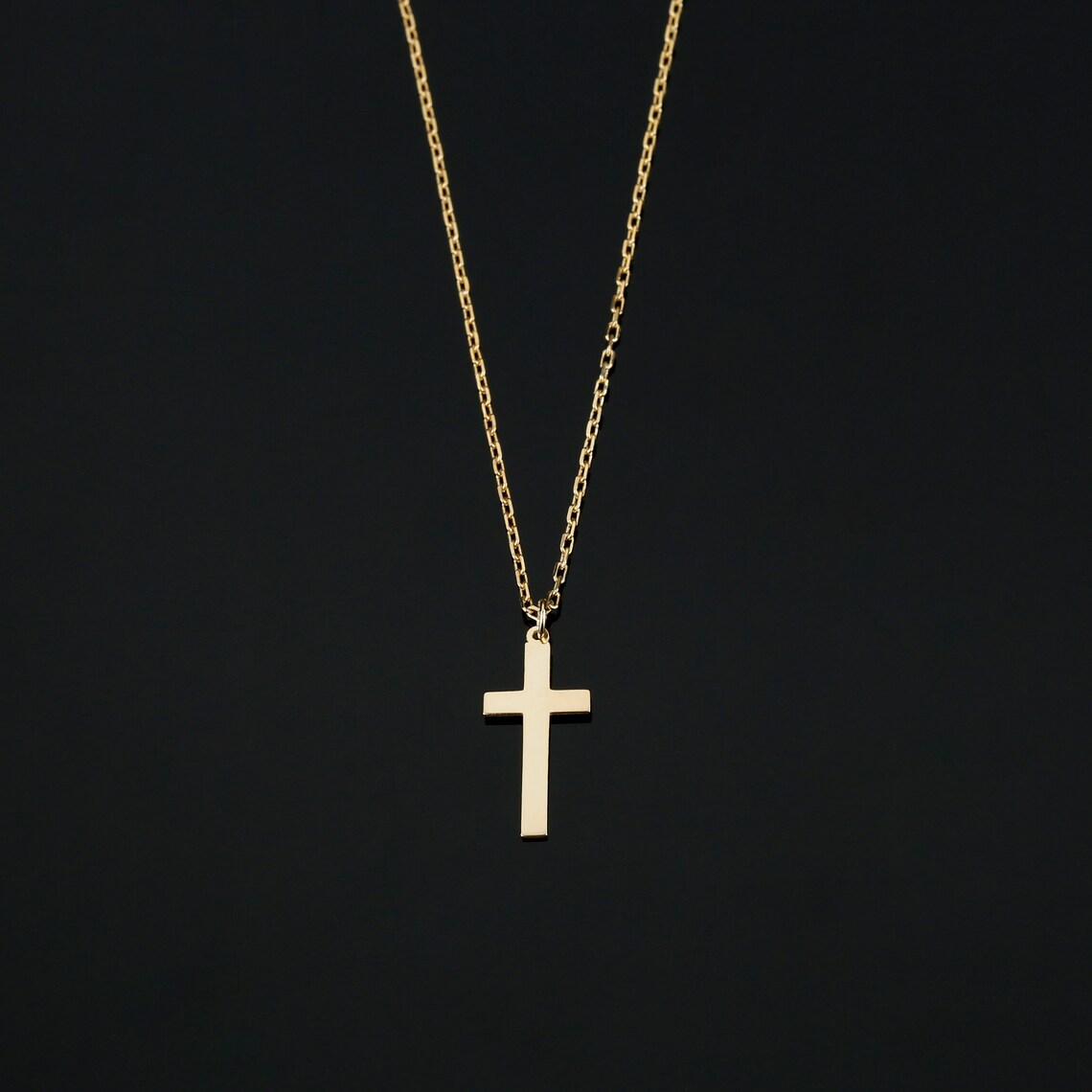 14k Solid Gold Cross Necklace Girl Women Cross Necklace - Etsy