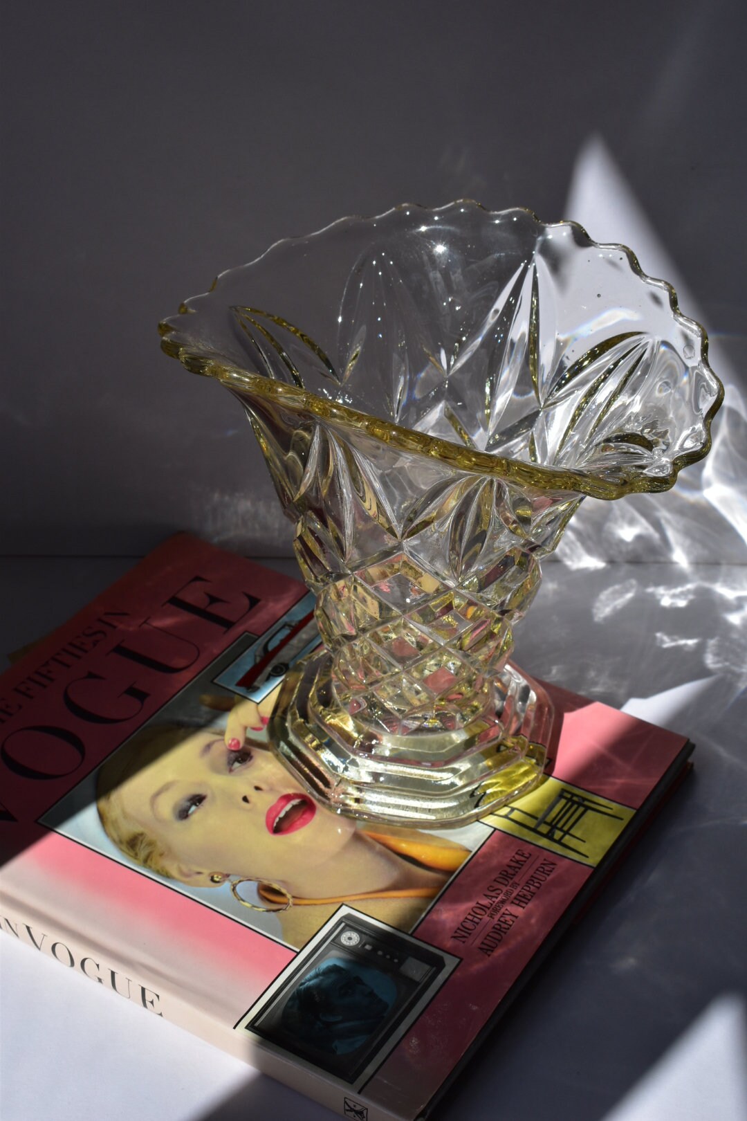 Stunning Vintage 1950s Sowerby Pressed Glass Clear Vase / Large / Heavy ...