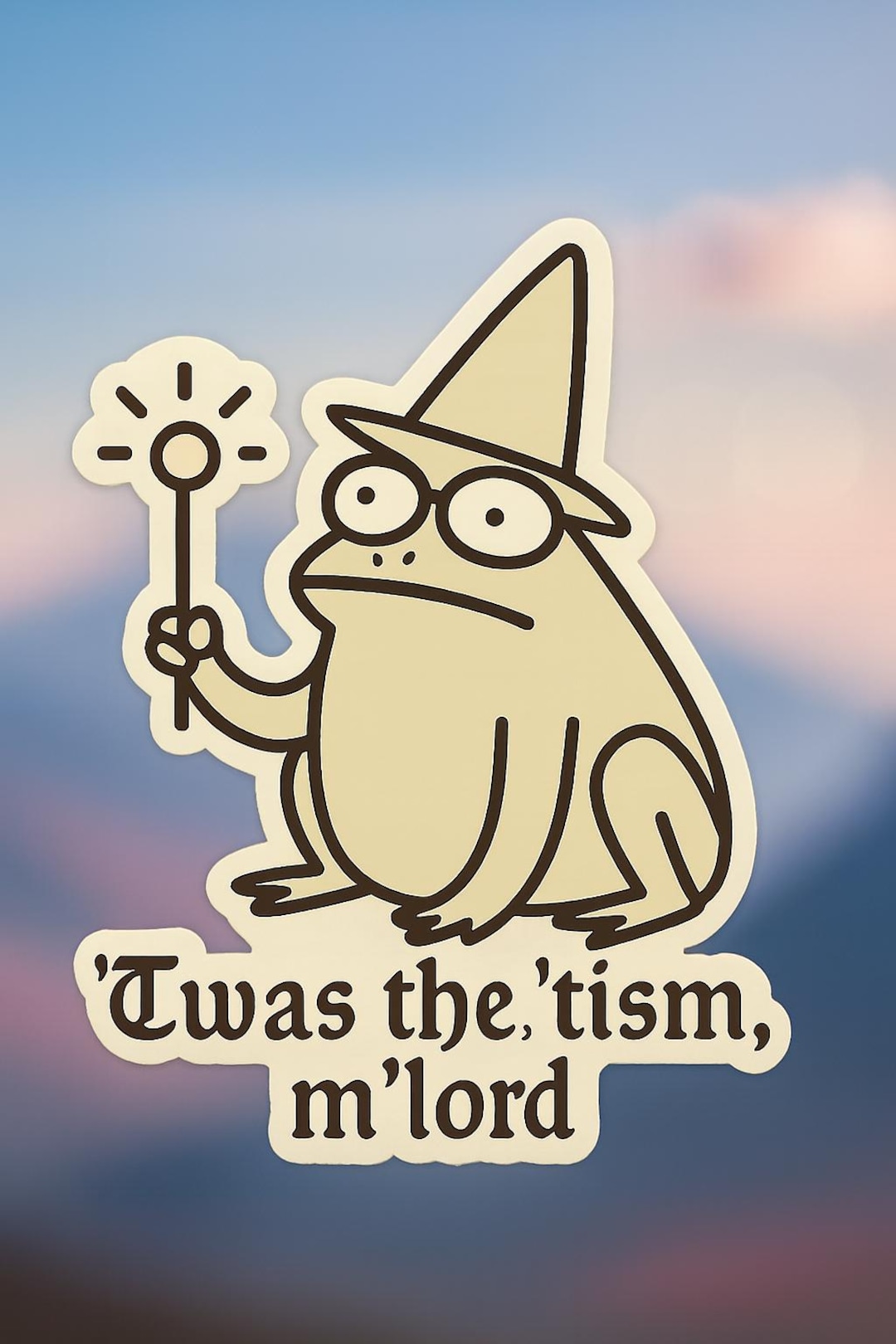 Twas the Tism Frog Wizard Kiss-cut Sticker | Funny Autism Weirdcore ...