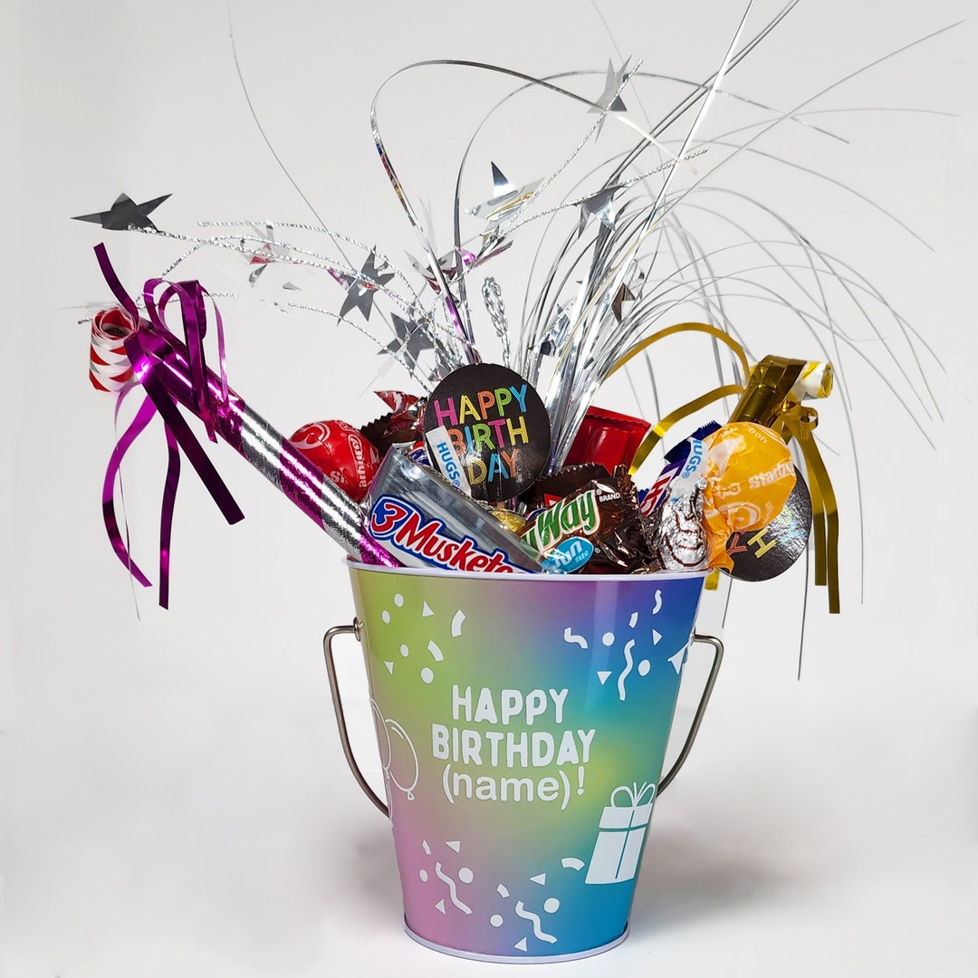 Personalized Birthday Candy Gift Basket - Etsy