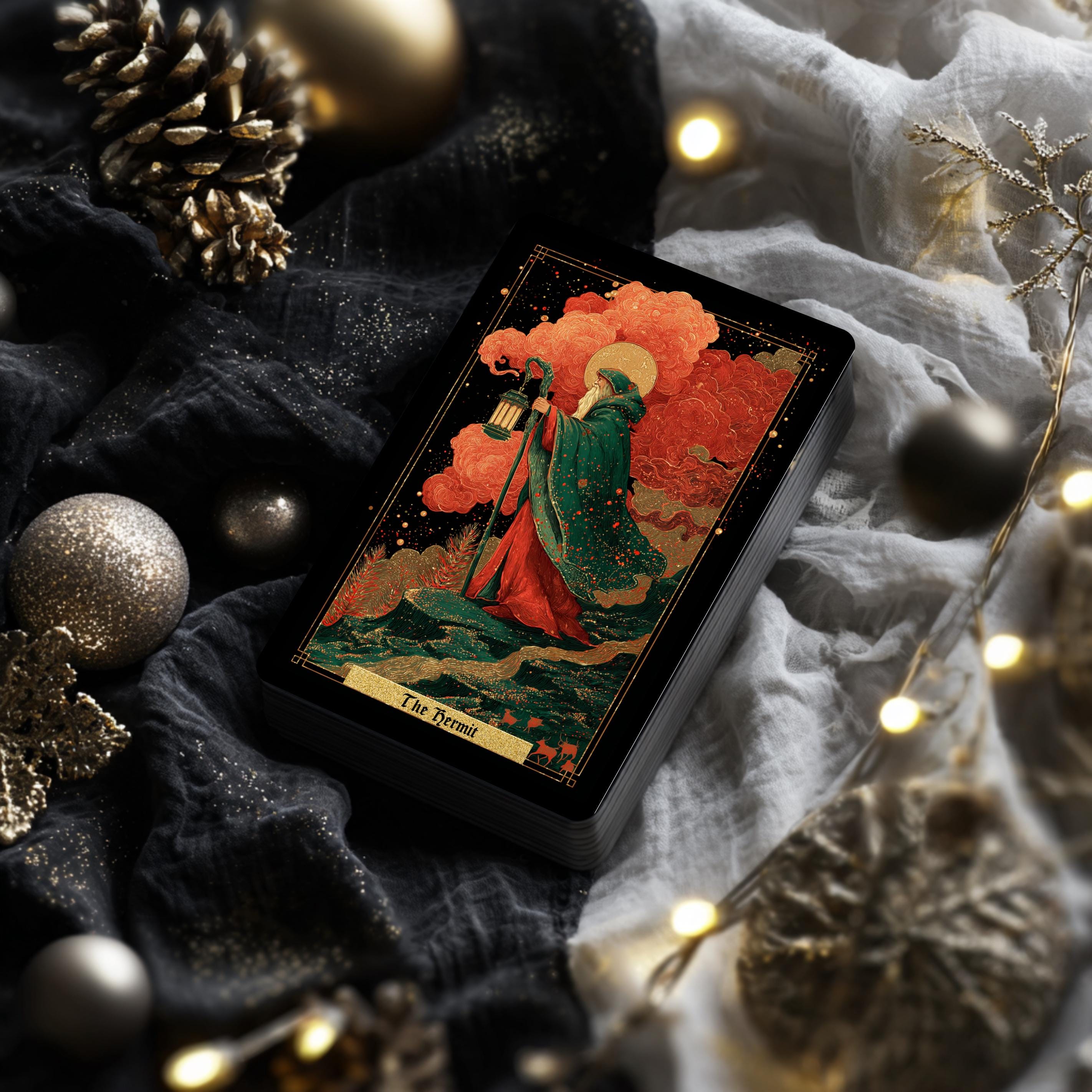 Royal Yule Tarot Deck, Vintage Red & Gold Christmas Cards - Etsy