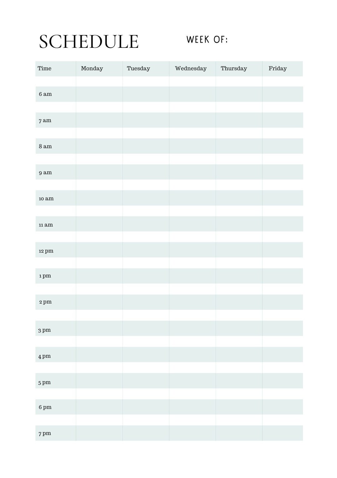 Digital Weekly Schedule L PDF Printable I Weekly Planner A4 Weekly ...