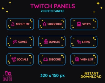 32 Neon Twitch Panels Neon Panels for Twitch Twitch Profile Panel Neon ...