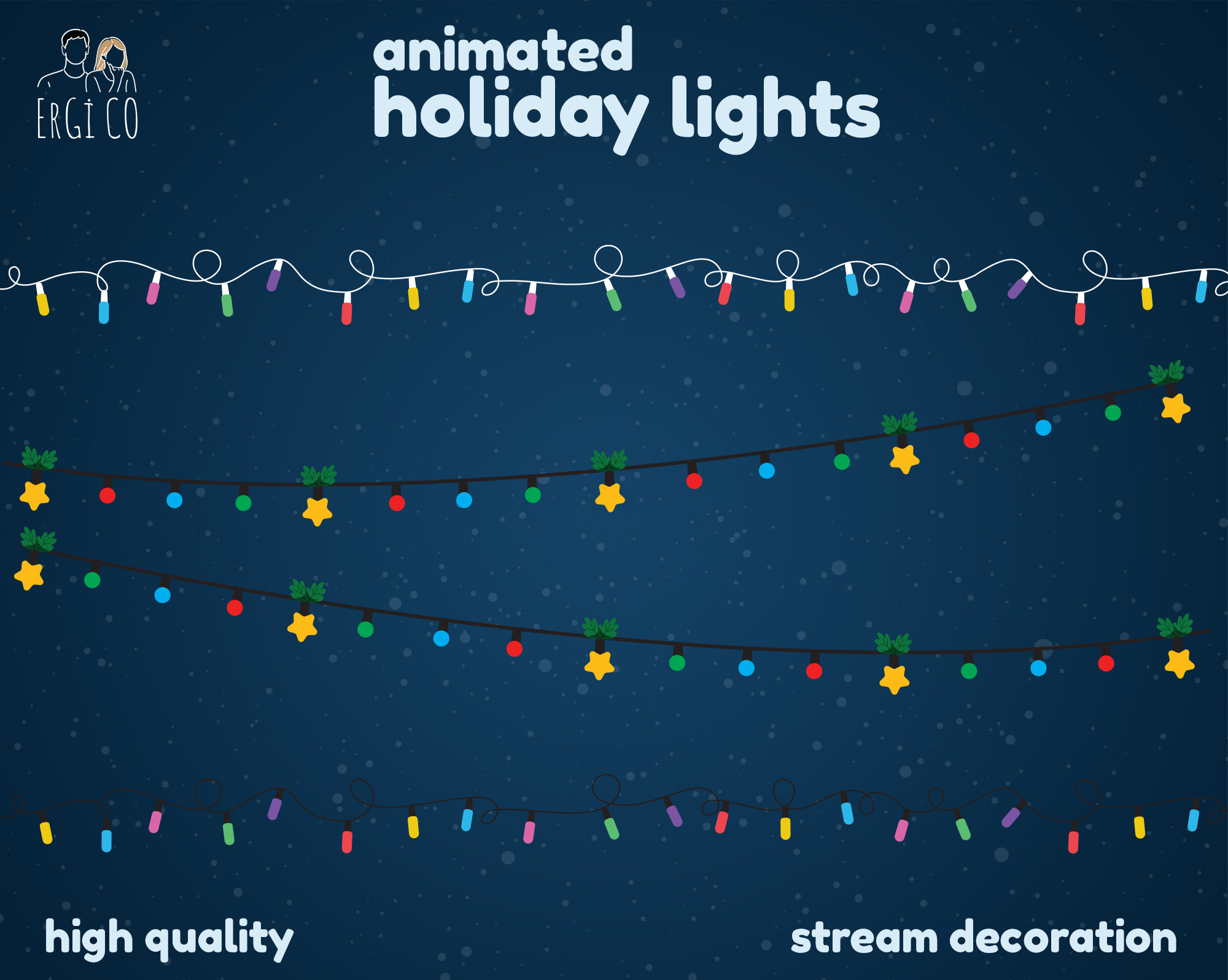 Animated Holiday Lights Twitch Overlays Stream Decoration Cozy Twinkle