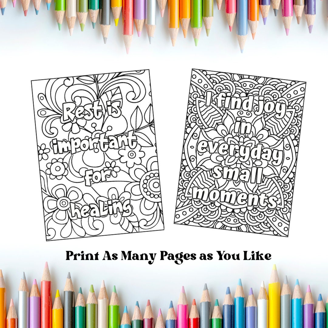 Inspirational Colouring Pages for Chronic Illness. . Affirmation ...