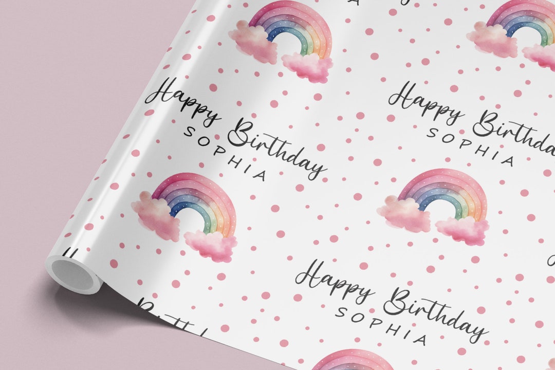 Rainbow Gift Wrap, Personalized Birthday Wrapping Paper, Custom Gift ...