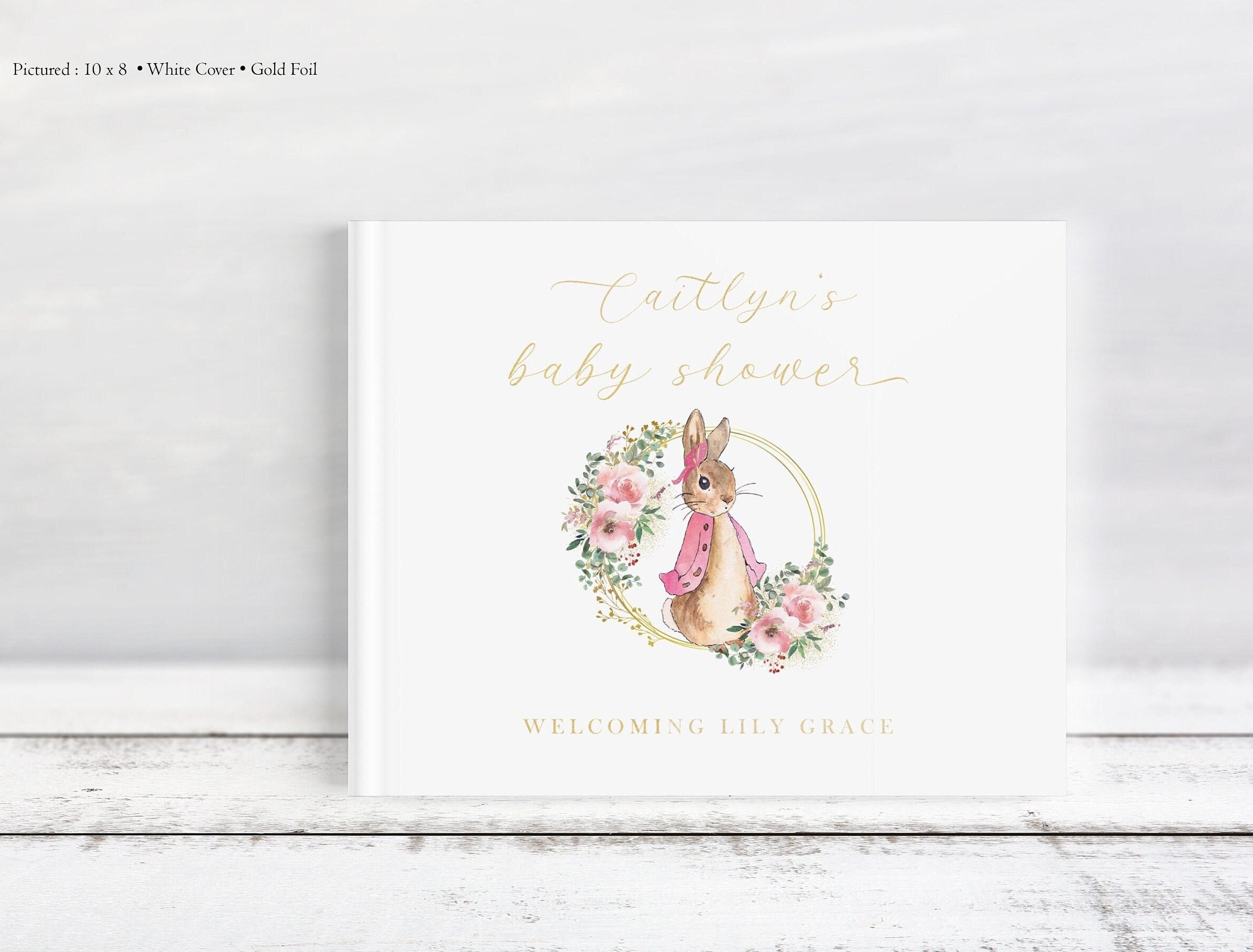 Baby Shower Guest Book Peter Rabbit Photo Album Girl Baby Shower Pink ...