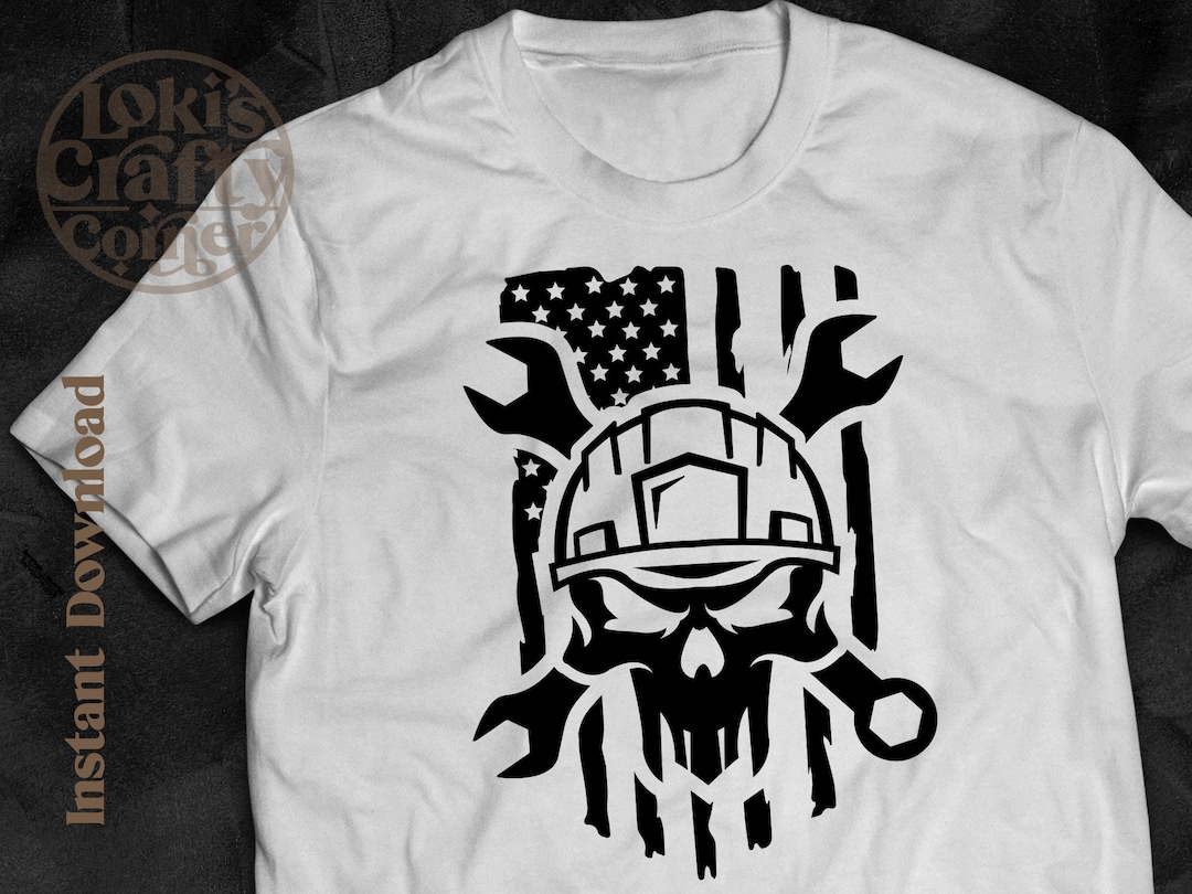 Construction Skull Svg Skull Helmet Hard Hat Tool Usa Flag Handyman ...