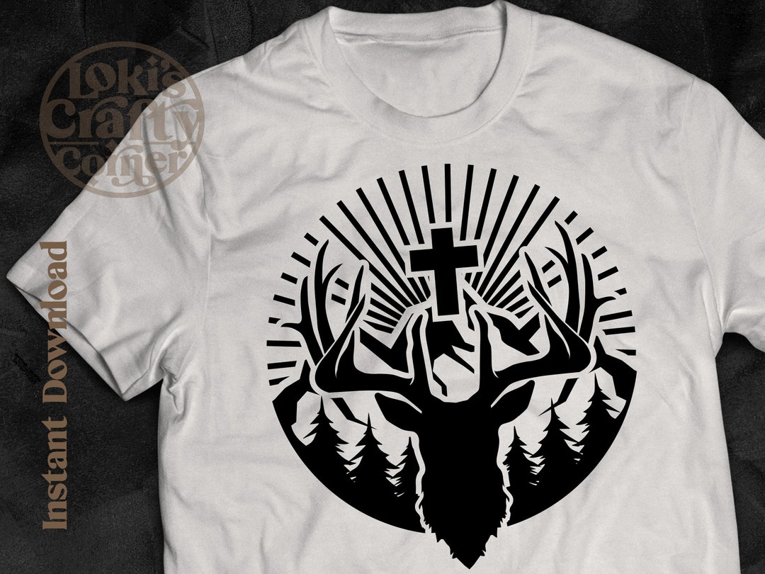 Deer Cross Svg | Buck Cross Svg | Mountains SVG | Forest Svg File for ...