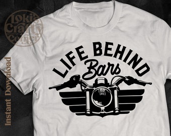 USA Life Behind Bars SVG Skeleton American Biker SVG Motorcycle T-shirt ...