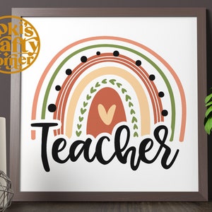 Teacher Rainbow Svg | Teacher Boho Rainbow Svg | Teacher Svg | Teacher ...