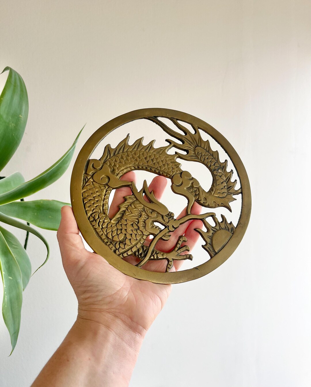 Vintage Solid Brass Chinese Dragon Plant Stand - Planter Pot Pedestals ...