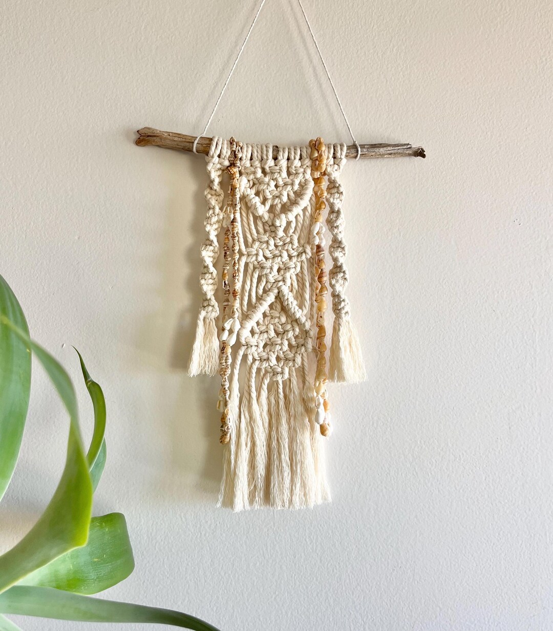 Handcrafted Macrame and Shell Wall Hanging - Handmade Natural Fiber Art ...