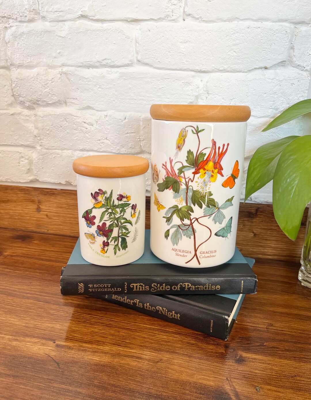 Vintage Floral Portmeirion Ceramic Canister Set (2) - Retro Decorative ...