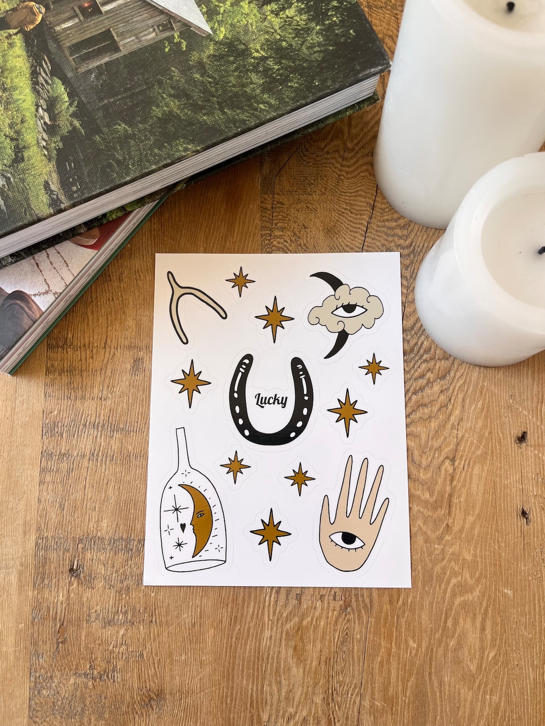 Lucky Themed Glossy Waterproof Sticker Sheet Bullet Jornal Sticker Set ...