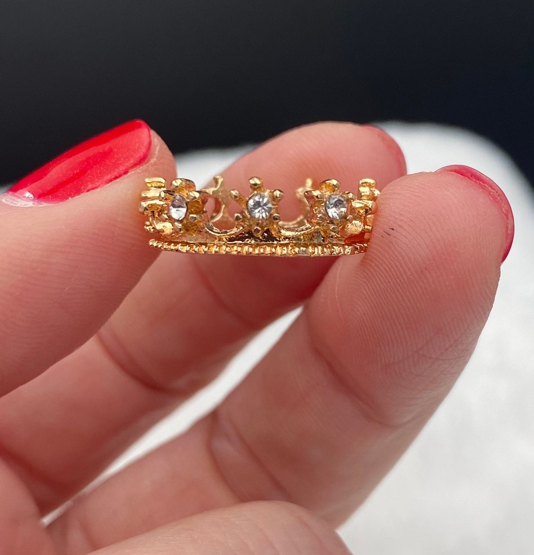 Miniature Gold Crown With Jewels, Fairy Crown; Miniature Garden; Fairy ...