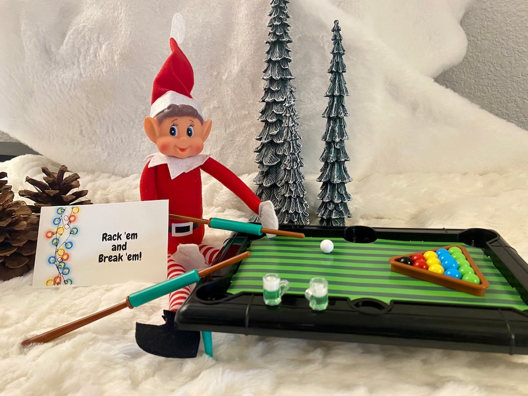 Elf Pool Table Kit With Green Elf Brew, Elf Billiards Scene With Elf ...