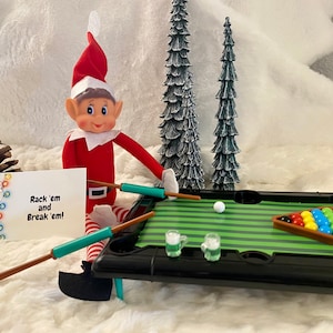 Elf Pool Table Kit With Green Elf Brew, Elf Billiards Scene With Elf ...