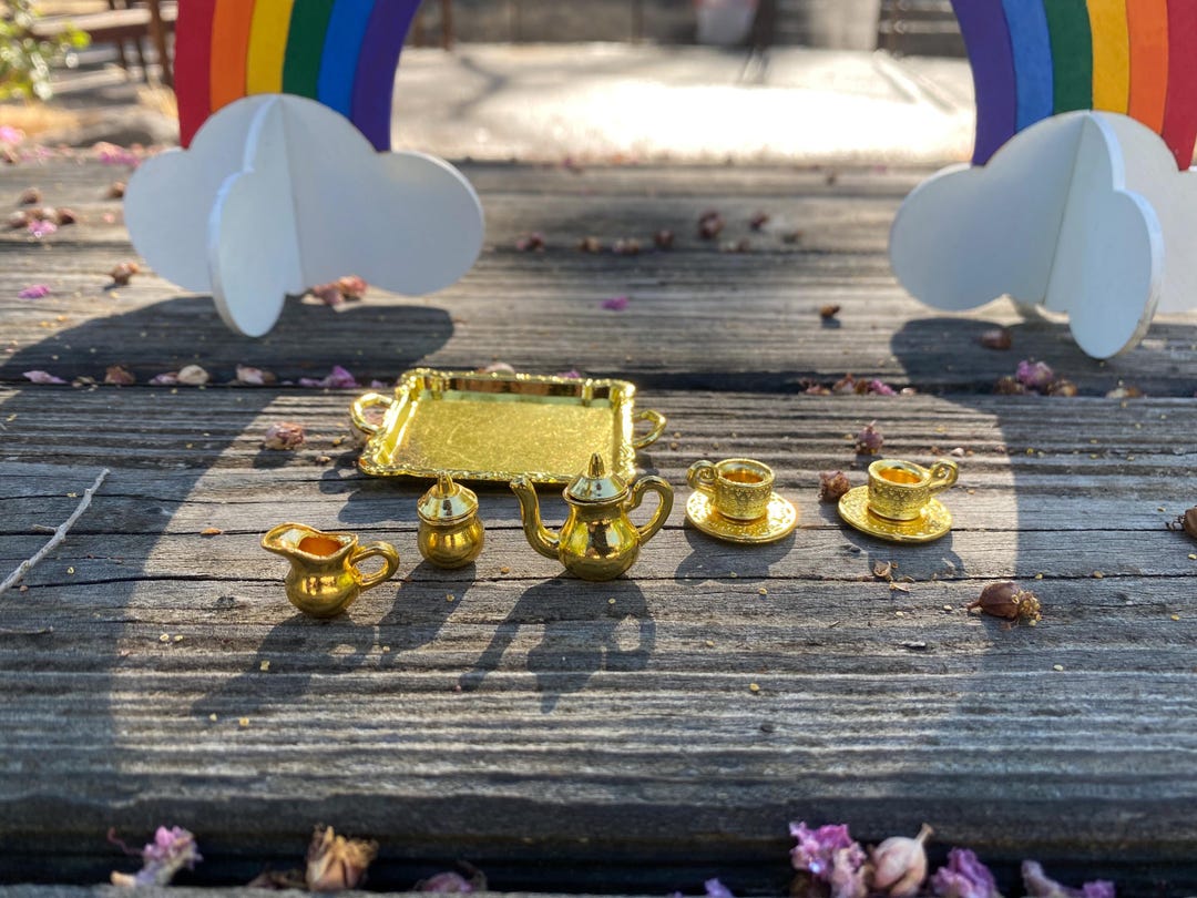 Miniature Gold Tea Set Miniature Spring Tea Set St. Patrick's Day Tea ...