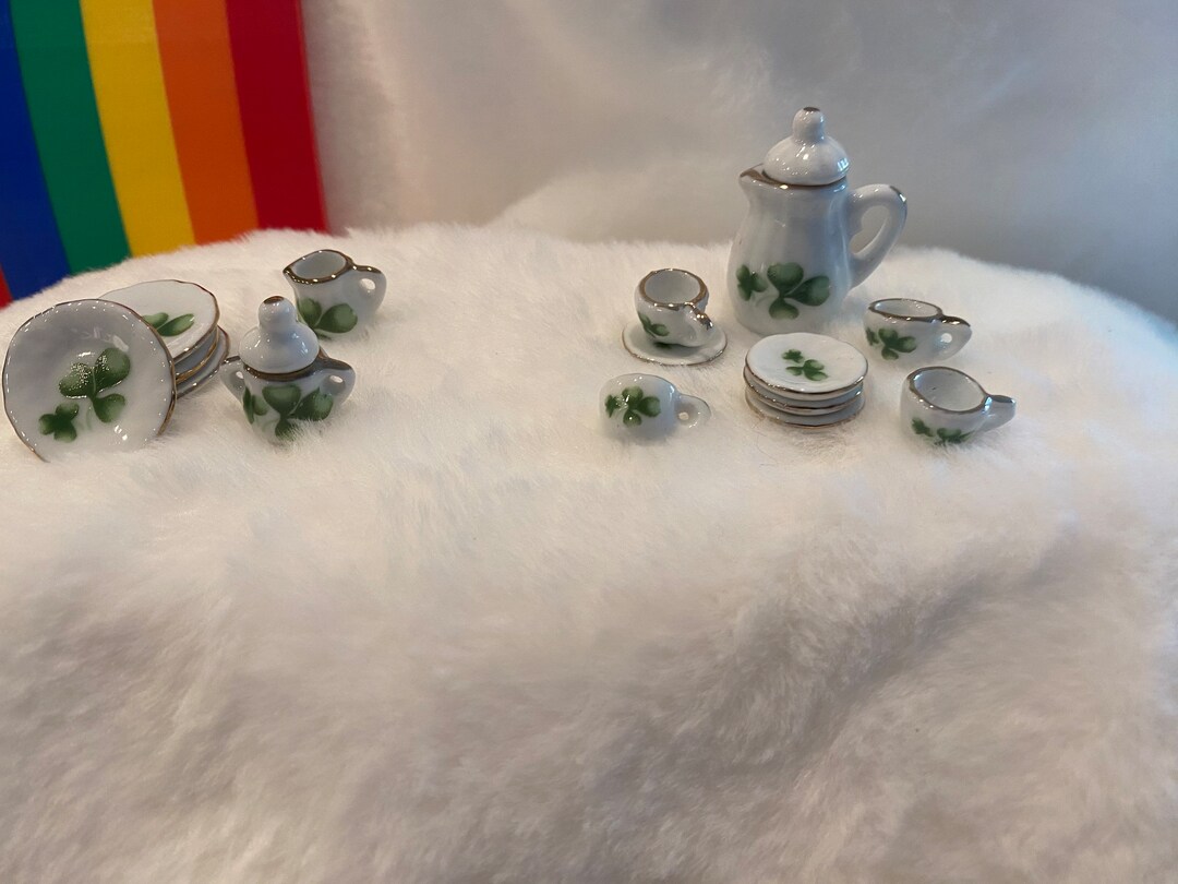 Miniature Clover Tea Set Miniature Spring Tea Set St. Patrick's Day Tea ...