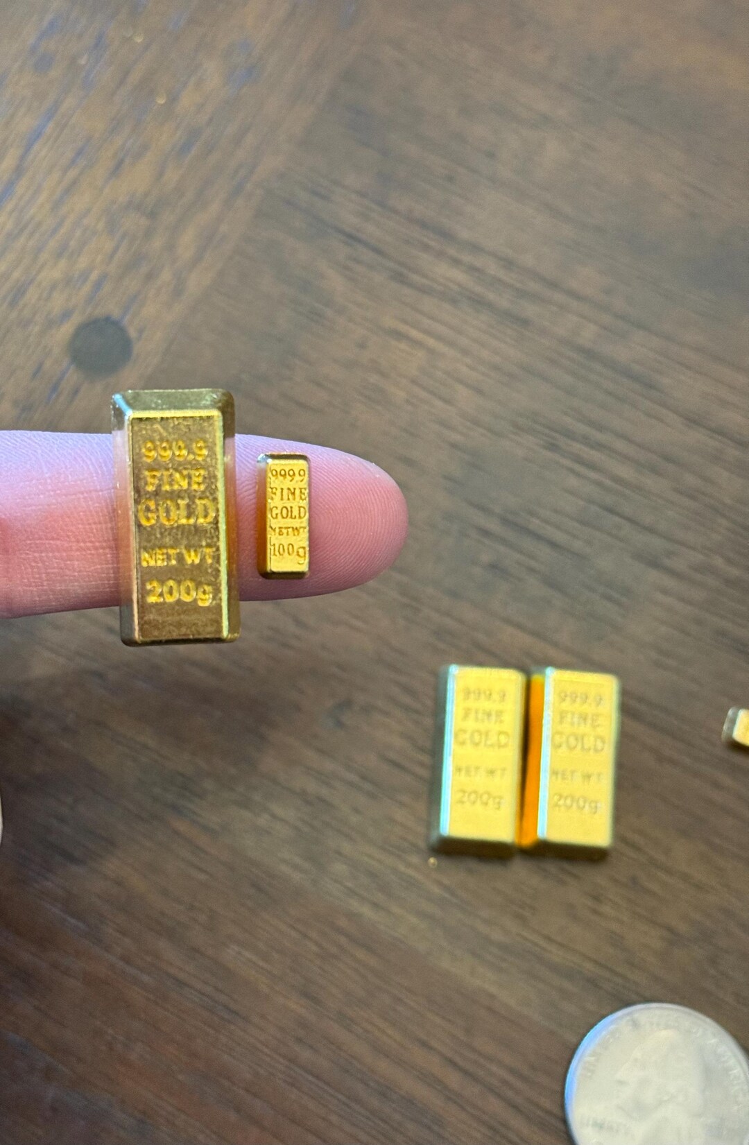 Miniature Gold Bars for Play; Faux Gold Bars; Set of 3 Miniature Gold ...