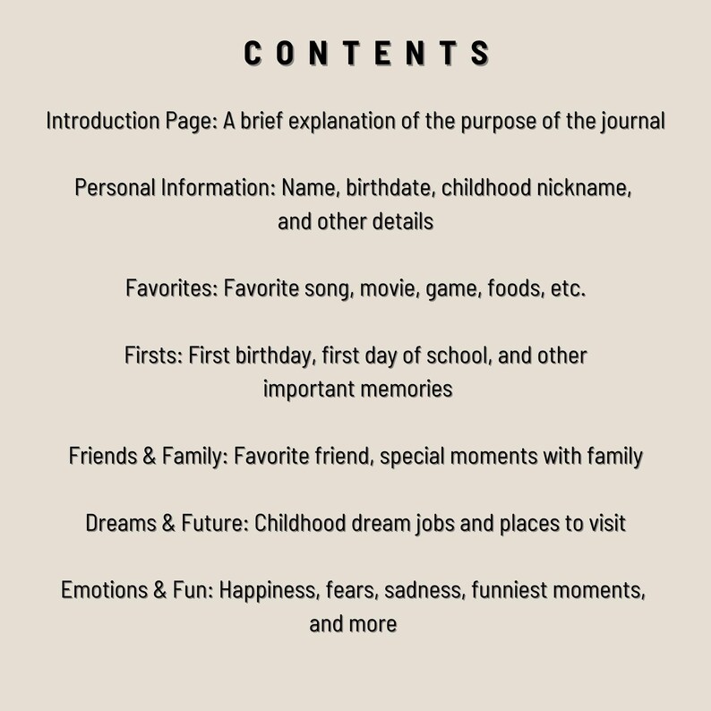 Childhood Memory Book, Printable Kids Journal, Digital Download ...