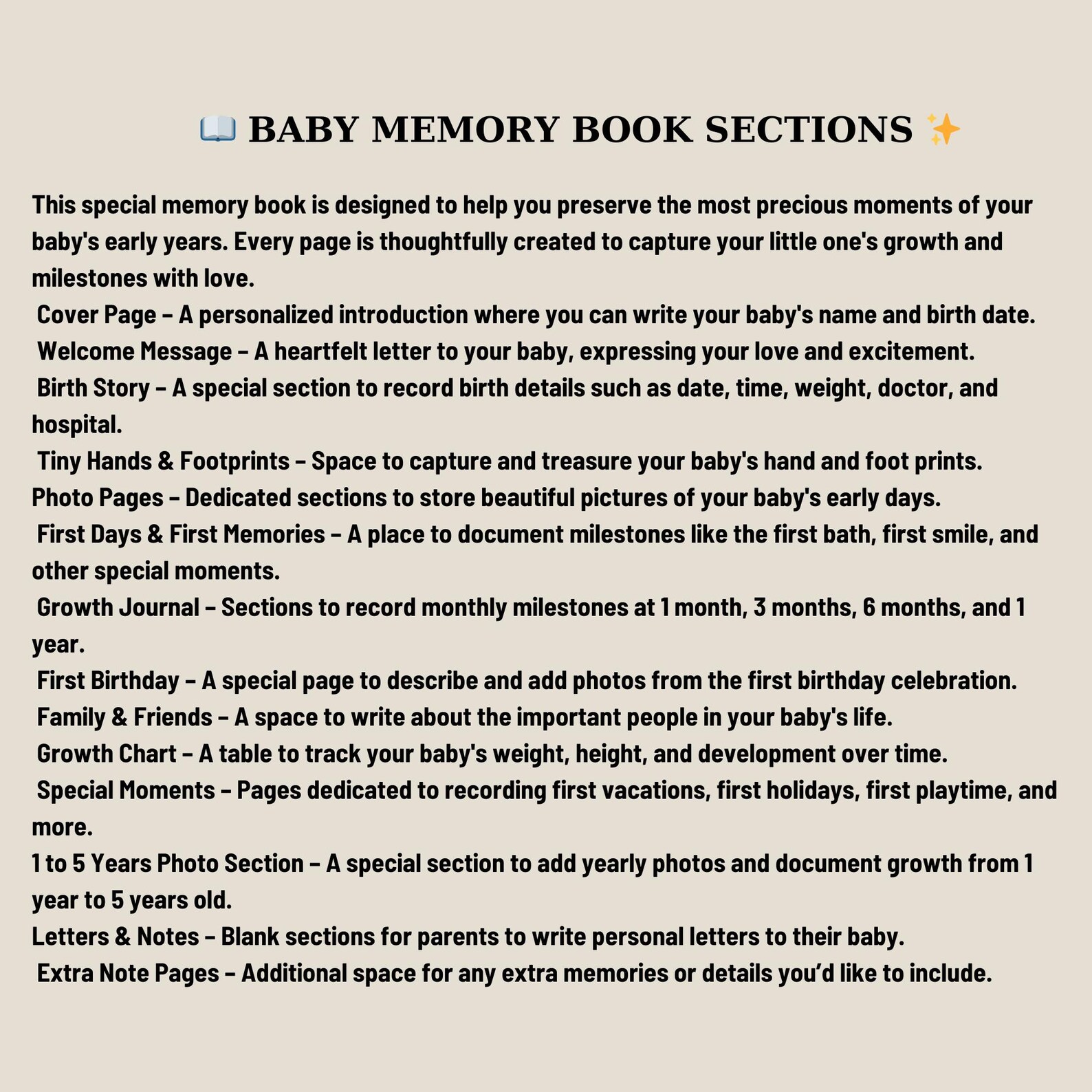 Newborn Baby Memory Book – Printable Keepsake Journal for First Year ...