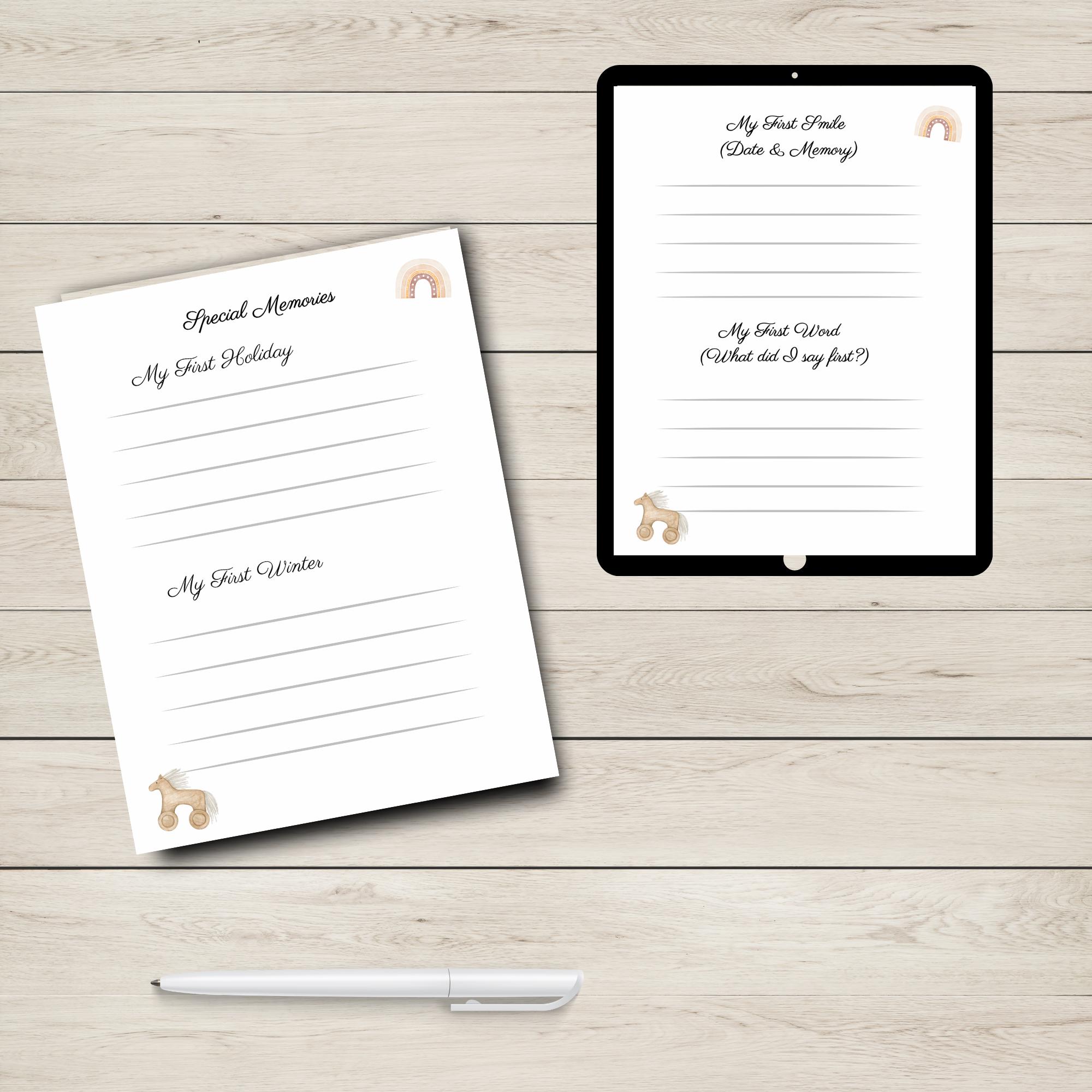 Newborn Baby Memory Book – Printable Keepsake Journal for First Year ...