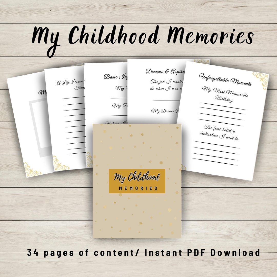 Childhood Memory Book, Printable Kids Journal, Digital Download ...