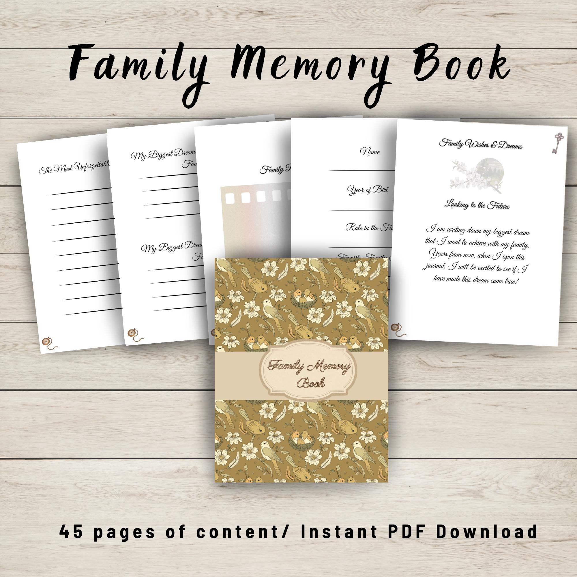 Family Memory Book | Printable Family Journal | Ancestry & Life Story ...