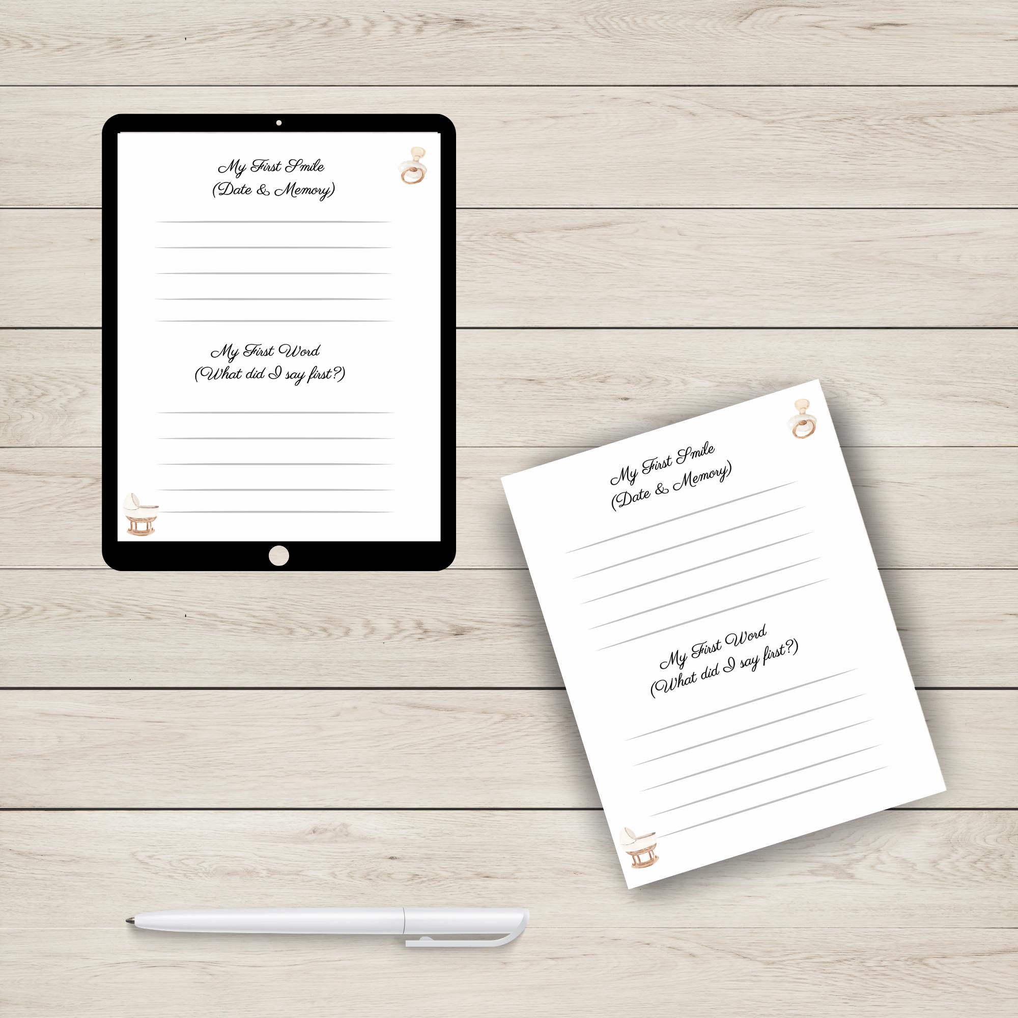 Newborn Baby Memory Book – Printable Keepsake Journal for First Year ...
