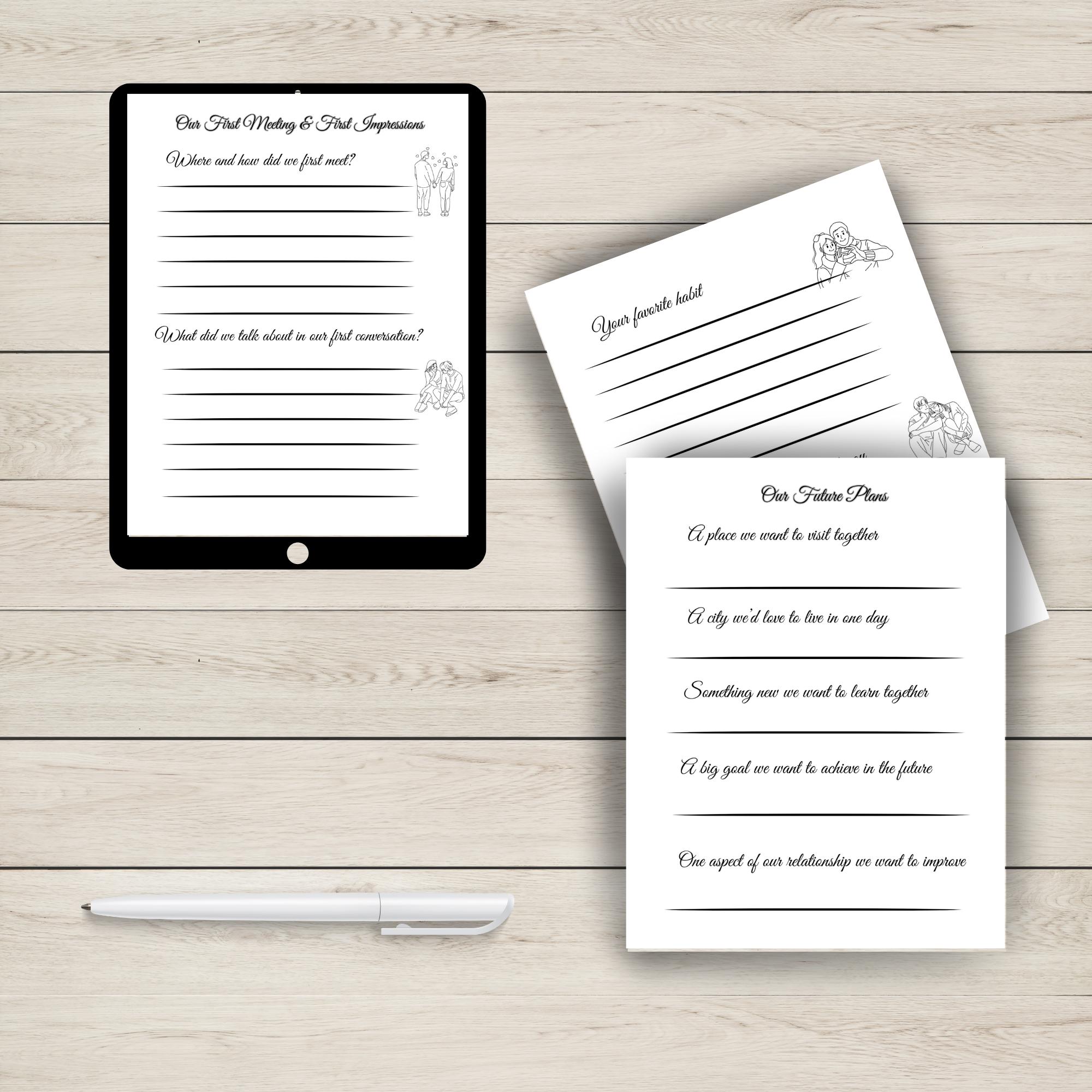 Printable Couple Journal | Memory Book for Dating Couples | Our Love ...