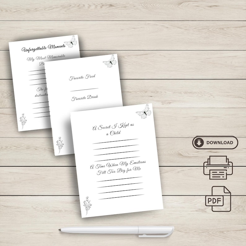 Printable Childhood Memory Book | Digital Download | Self-reflection ...
