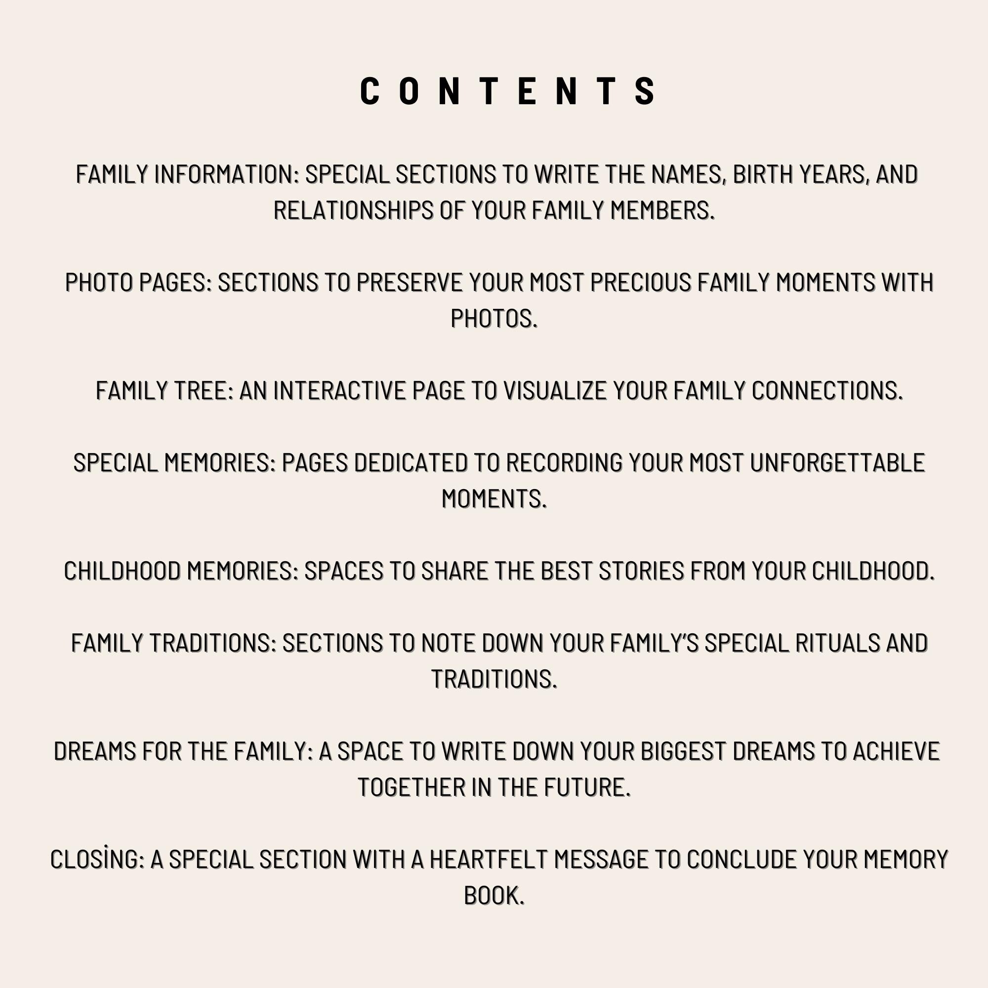 Family Memory Book | Printable Family Journal | Ancestry & Life Story ...