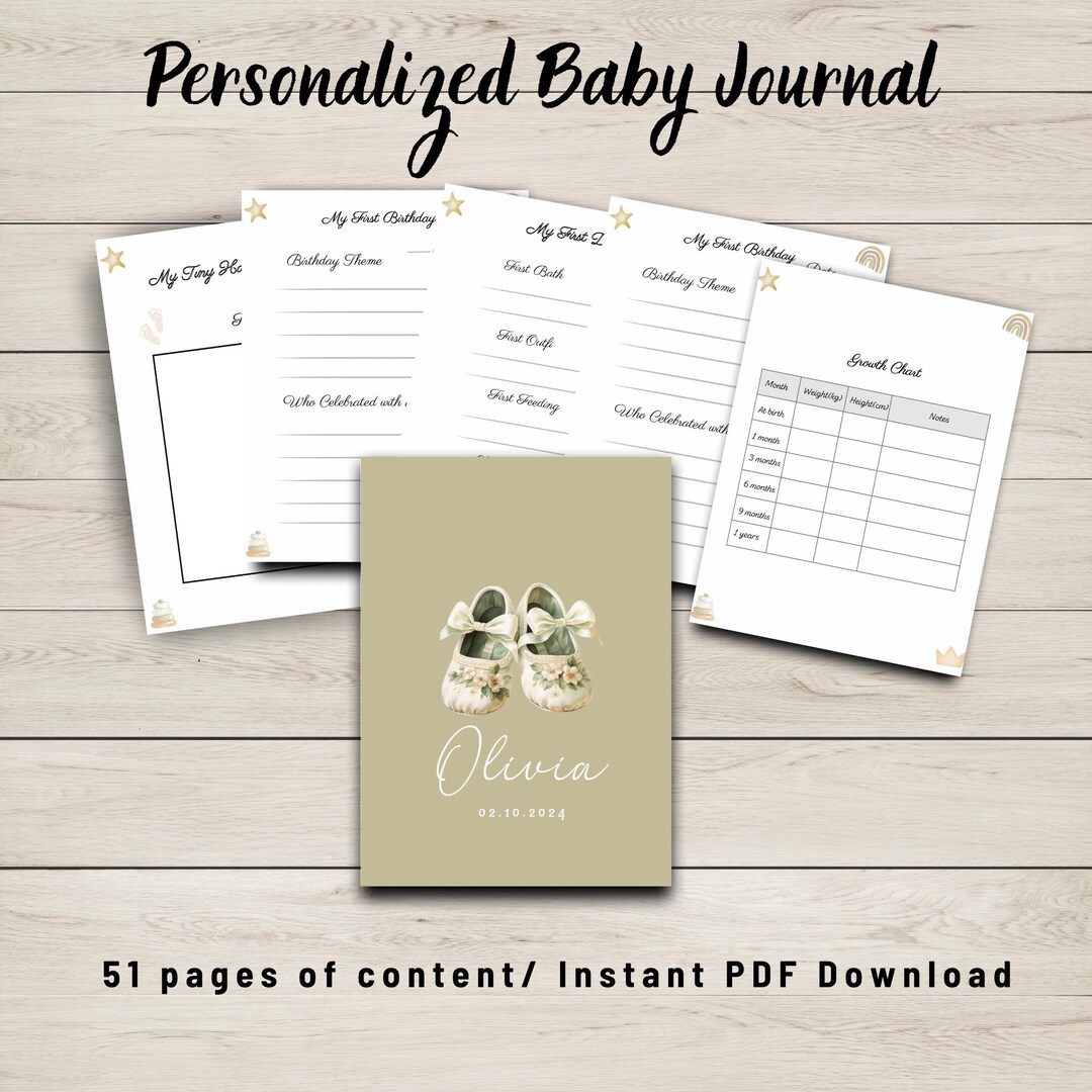 Personalized Baby Girl Memory Book – Custom Baby Journal, First Year ...