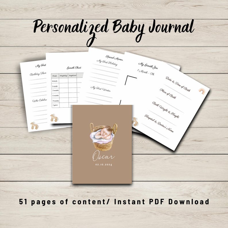 Newborn Baby Memory Book – Printable Keepsake Journal for First Year ...