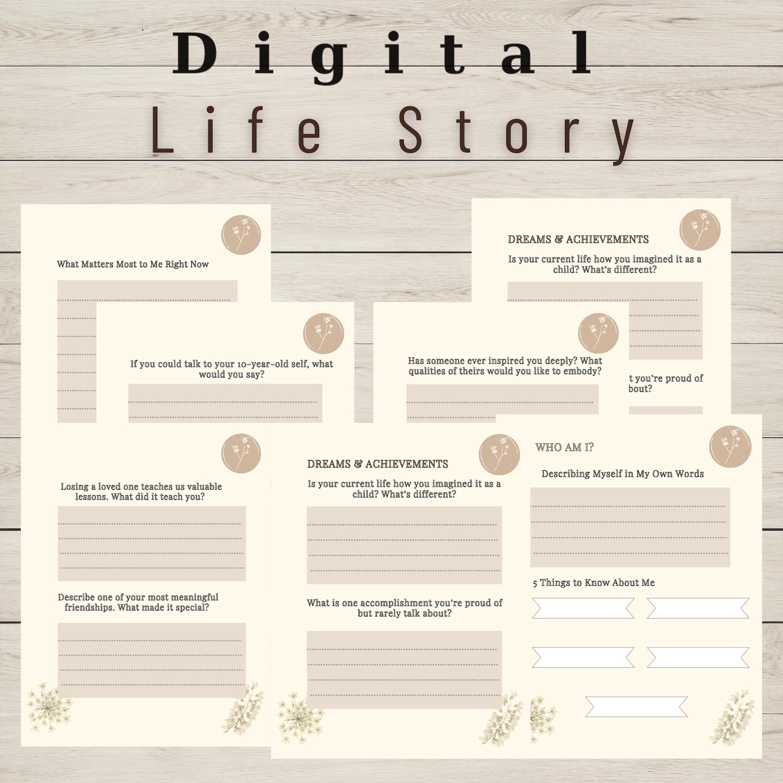 My Life Story Journal, Printable Memory Journal, Legacy-building Diary ...