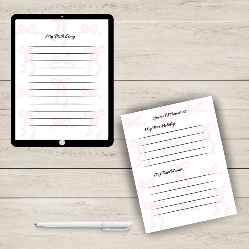 Custom Baby Memory Book | Printable Baby Girl Journal | Bow Theme ...