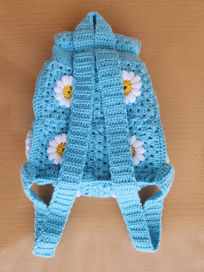 Handmade Crochet Daisy Backpack: Reversible Acrylic Yarn School Bag - Etsy