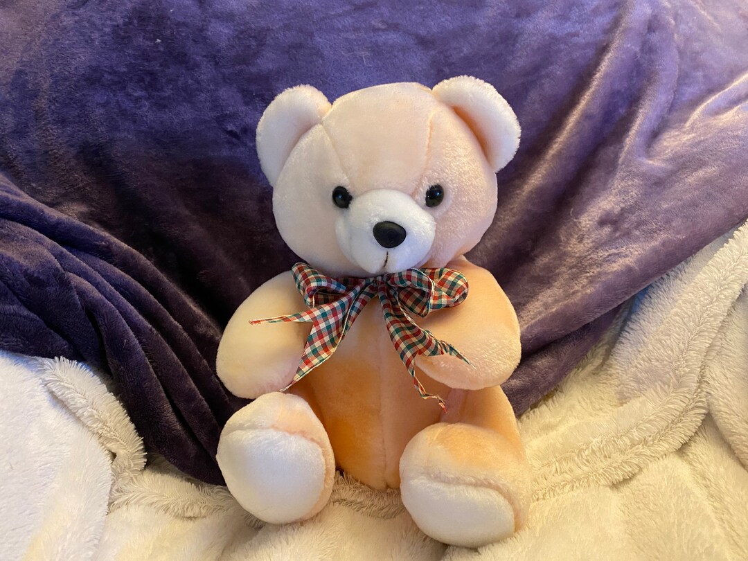 Classic Peach Plush Teddy Bear, Stuffed Animal, 10 Long - Etsy
