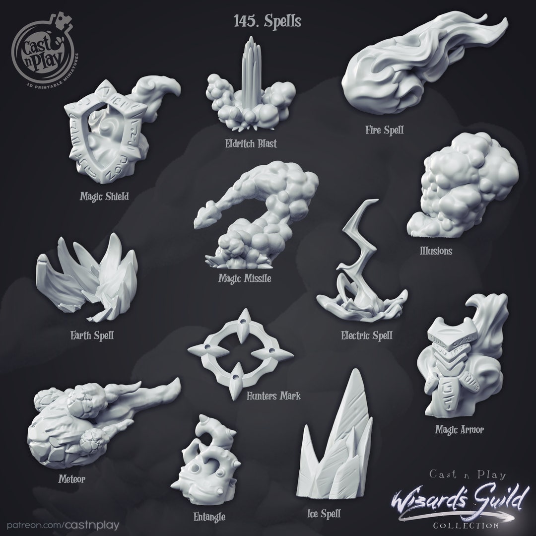 SPELL EFFECTS | Unpainted 28mm/32mm Scale Miniatures Set for D&D ...