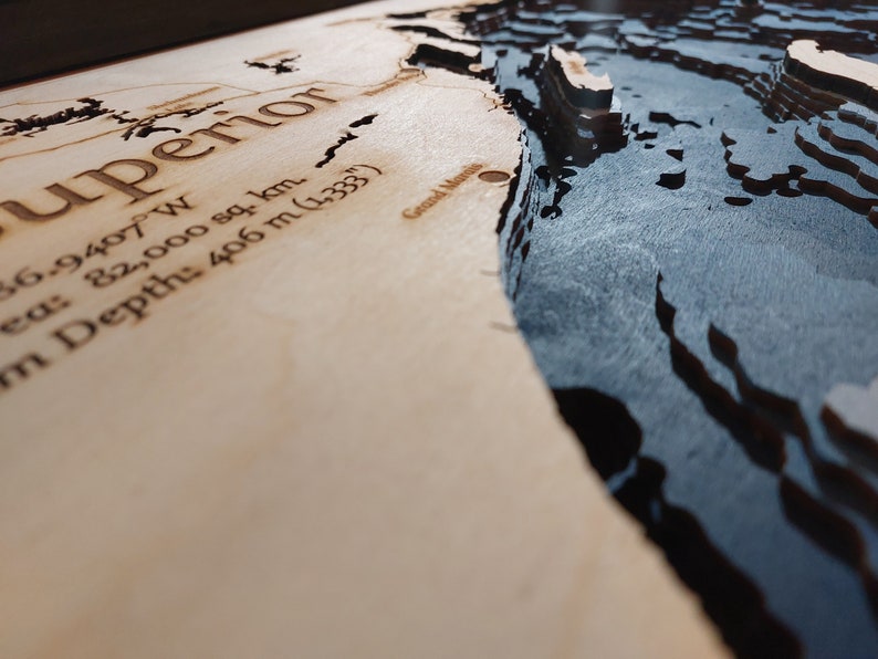 Lake Superior Depth/bathymetric Map/chart - Etsy