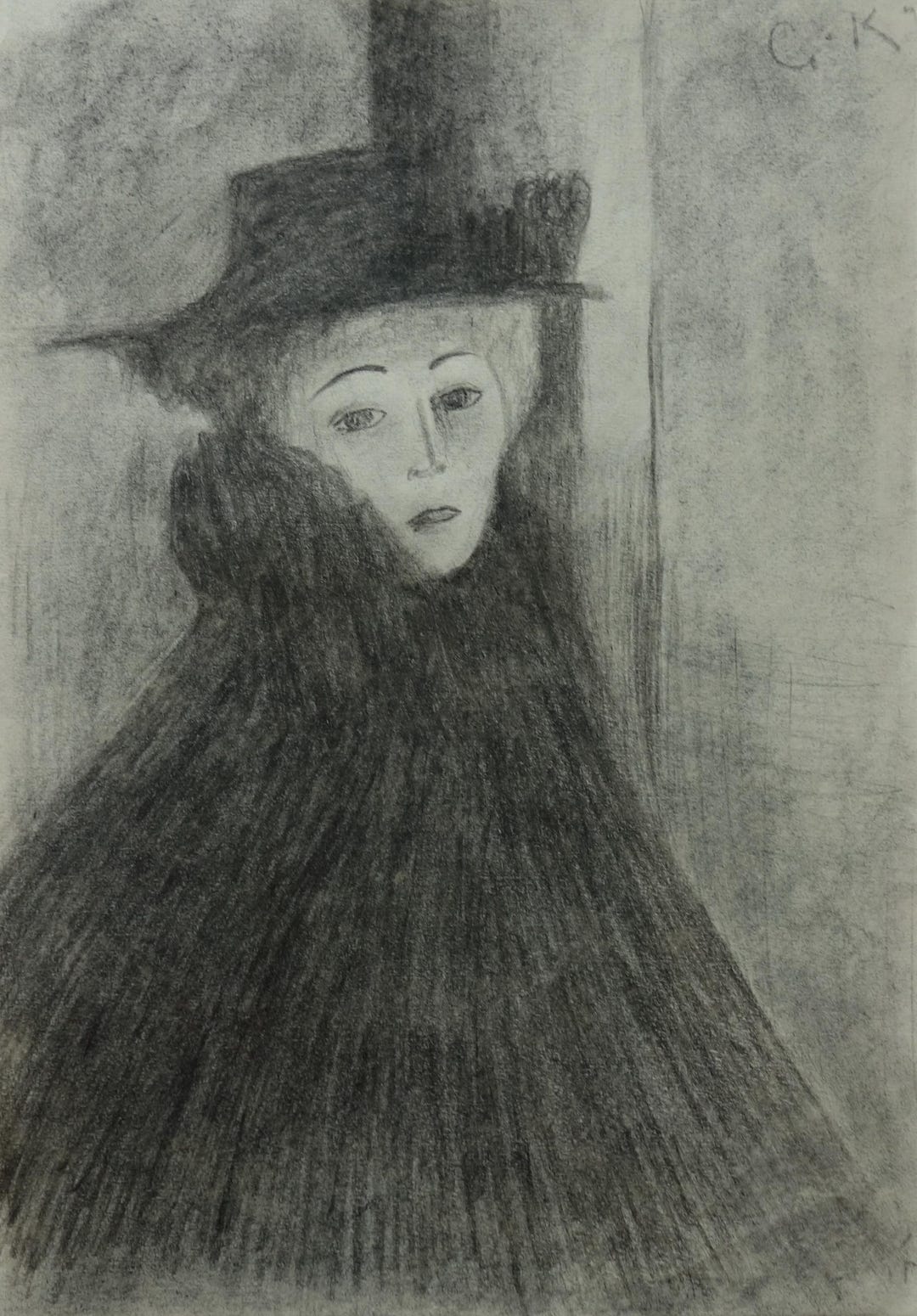 Rare Art Noveau Drawing With Signature, Inscription, Gustav Klimt, and ...