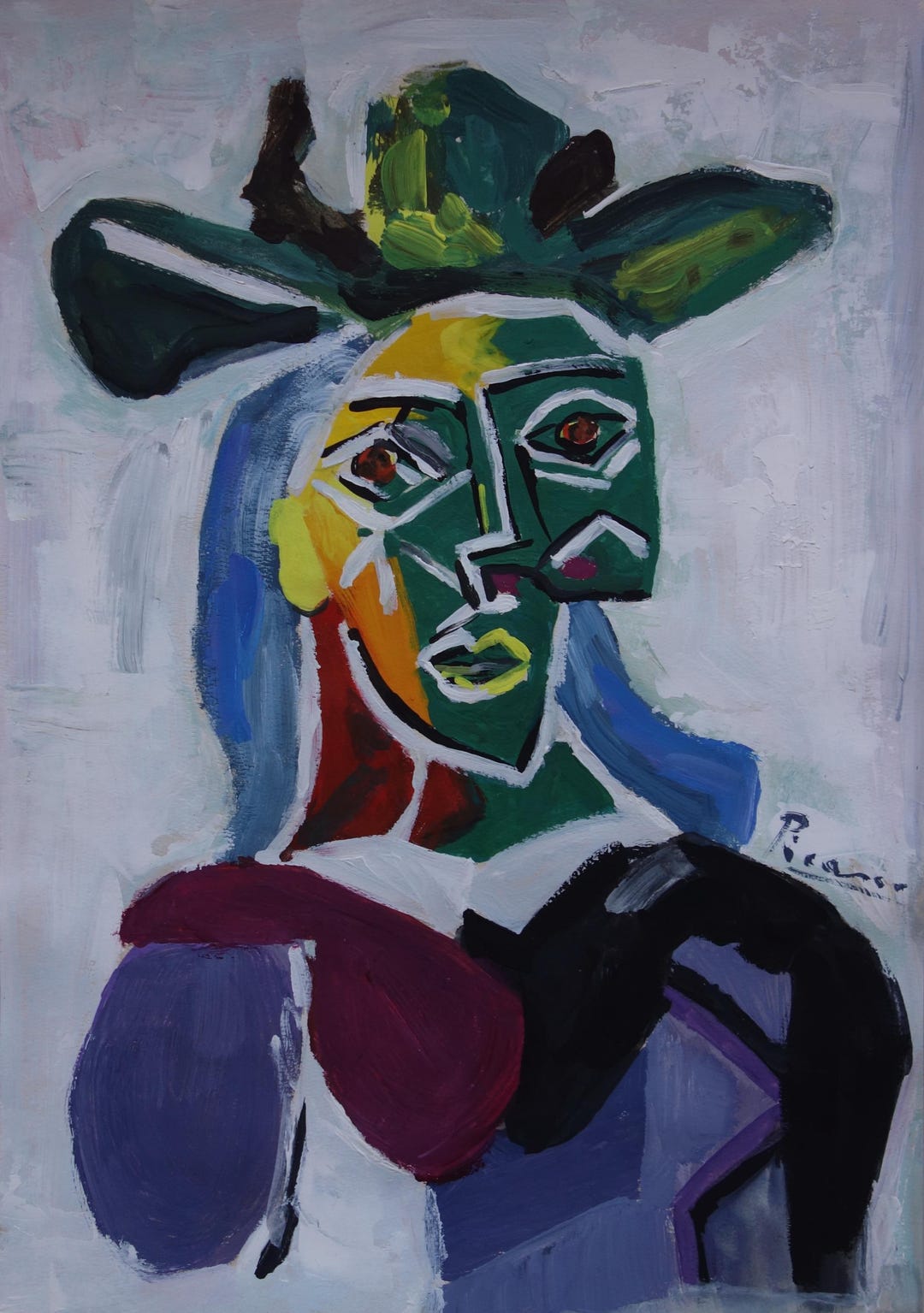 Rare Cubist Painting With Signature, Inscription, Pablo Picasso, and ...